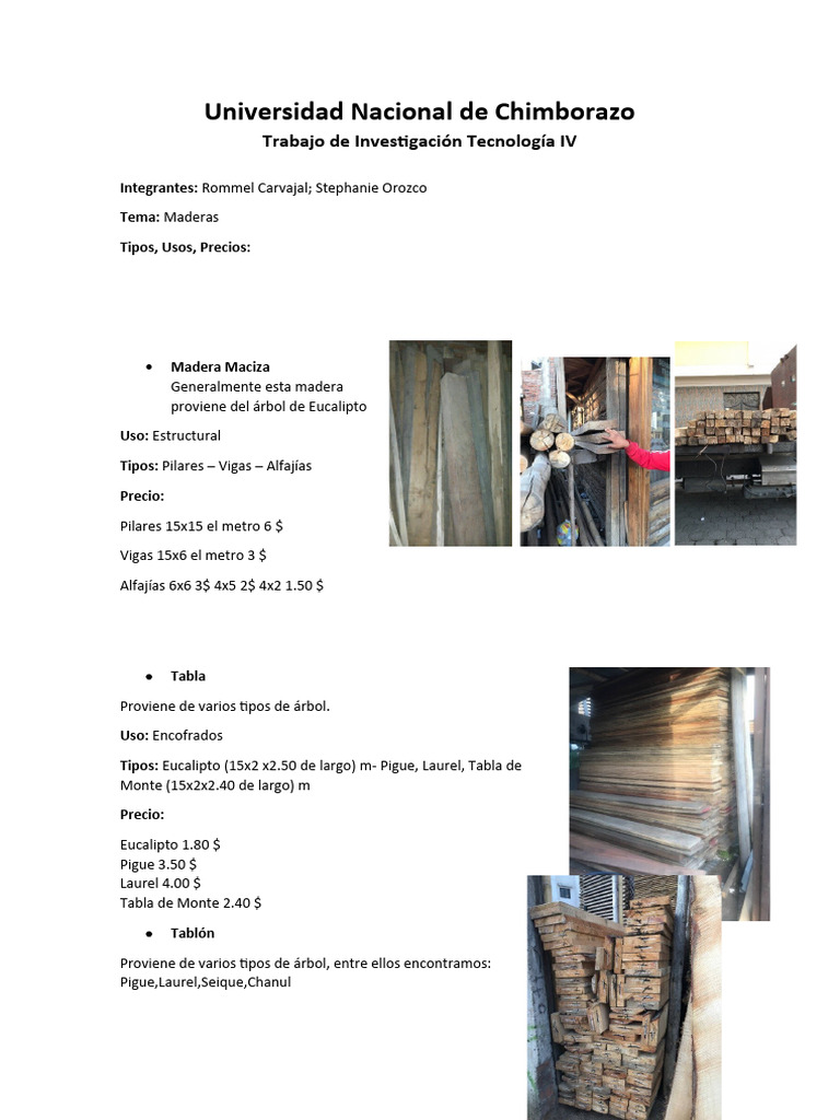 Tipos y Usos de Maderas | PDF