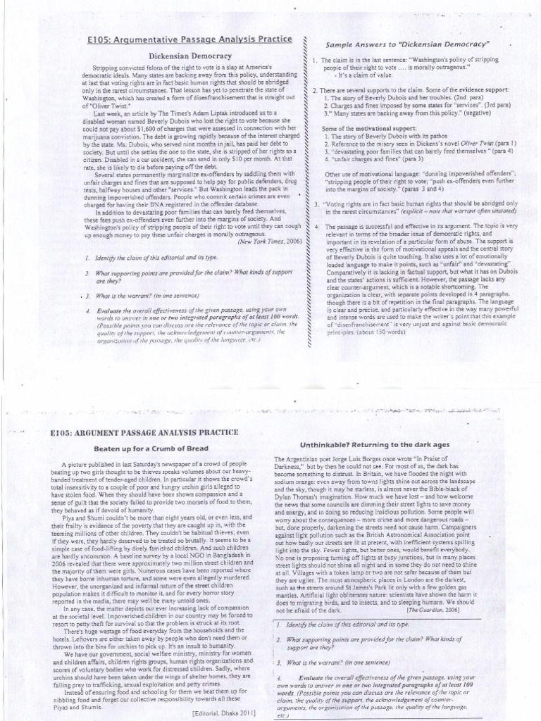 Argument Analysis Practice 1 2 Solved Sample Pdf