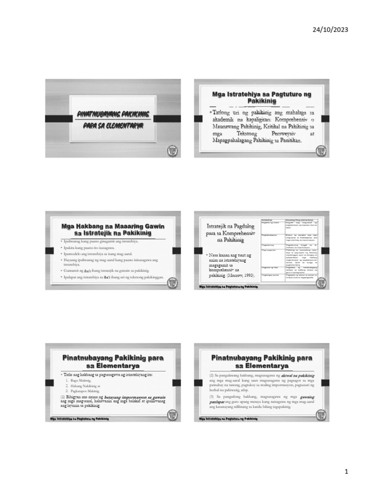 Mga Istratehiya Sa Pagtuturo NG Pakikinig | PDF