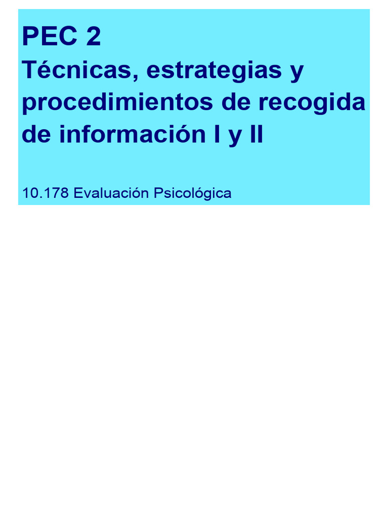 Enunciado PEC 2 IB (EV) Abr | PDF | Escala de inteligencia para adultos de Wechsler | Inteligencia
