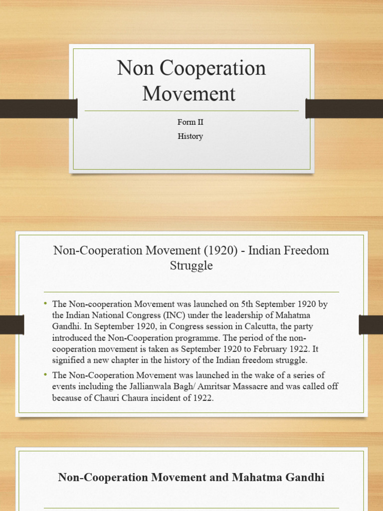 Non Cooperation Movement | PDF | Mahatma Gandhi | Independence Movements