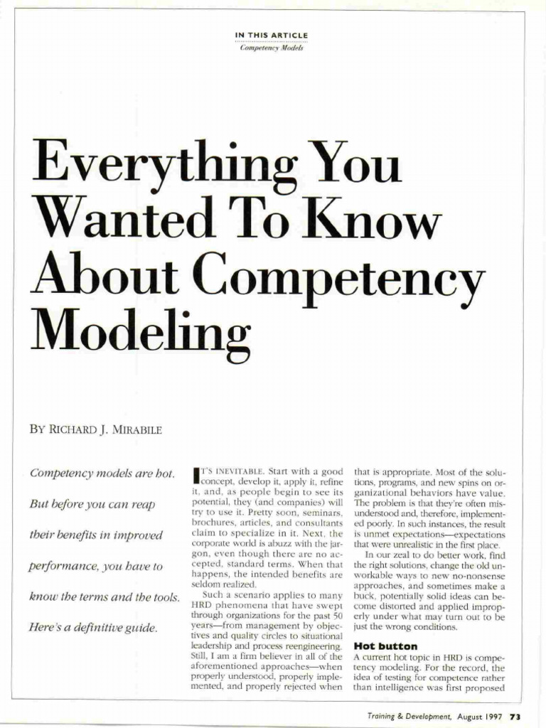 Everything You Wanted To Know About Competency Modeling | PDF