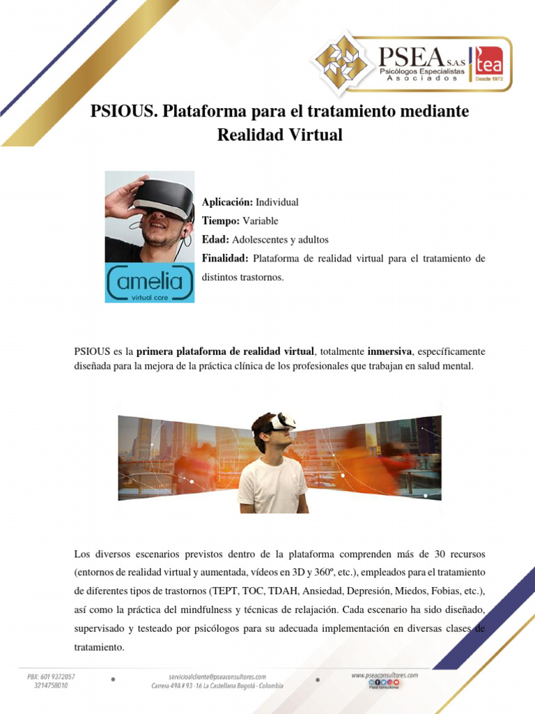 PSIOUS. Plataforma para El Tratamiento Mediante Realidad Virtual | PDF