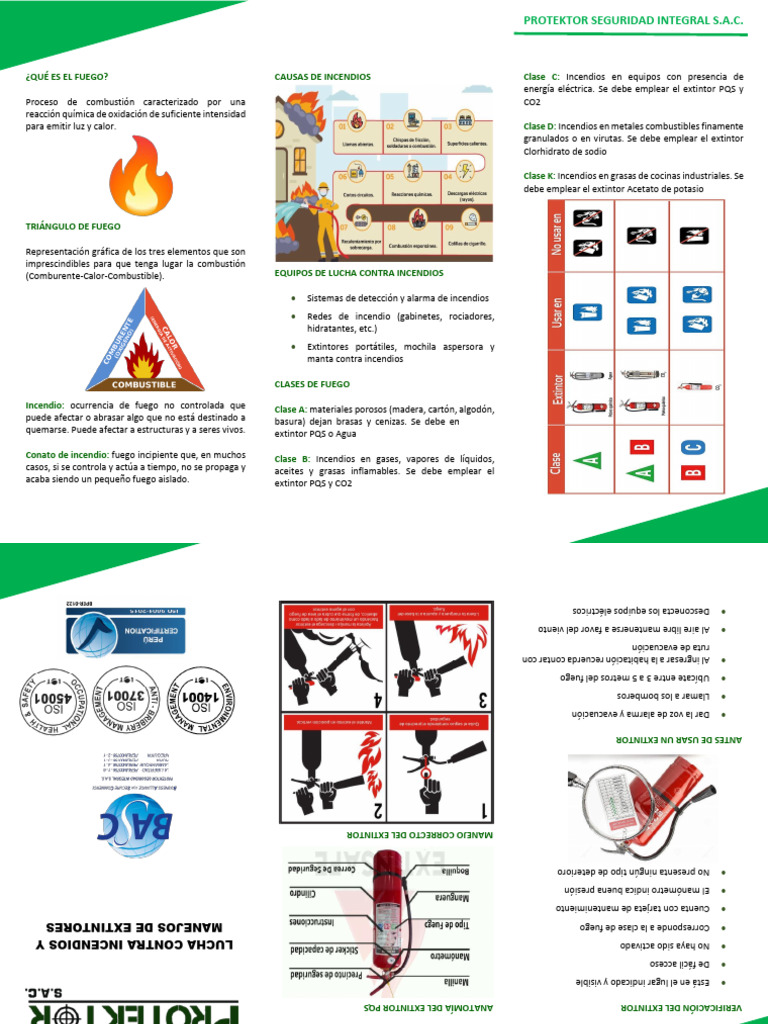 Triptico 6 - Lucha Contra Incendios y Manejo de Extintores | PDF | Incendios | Combustión