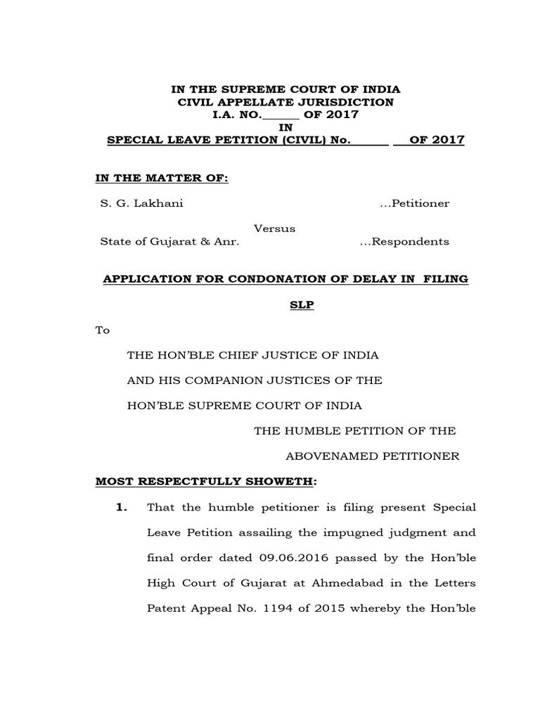 Condonation of Delay in Filing | PDF | Appeal | Judiciaries