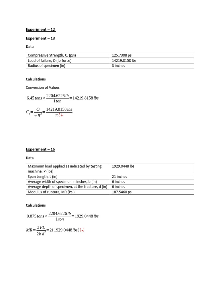 CMT-Laboratory-Calculations | PDF | Strength Of Materials | Continuum Mechanics