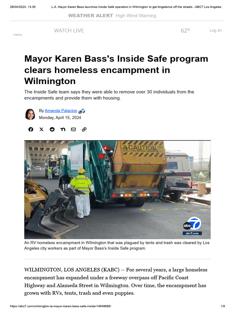 L.A. Mayor Karen Bass Launches Inside Safe Operation in Wilmington To Get Angelenos Off The ...