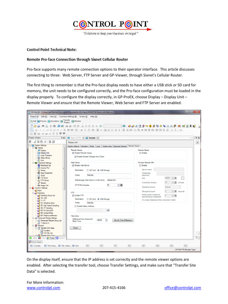 Remote ProFace With Sixnet Cellular | PDF | File Transfer Protocol | Port (Computer Networking)