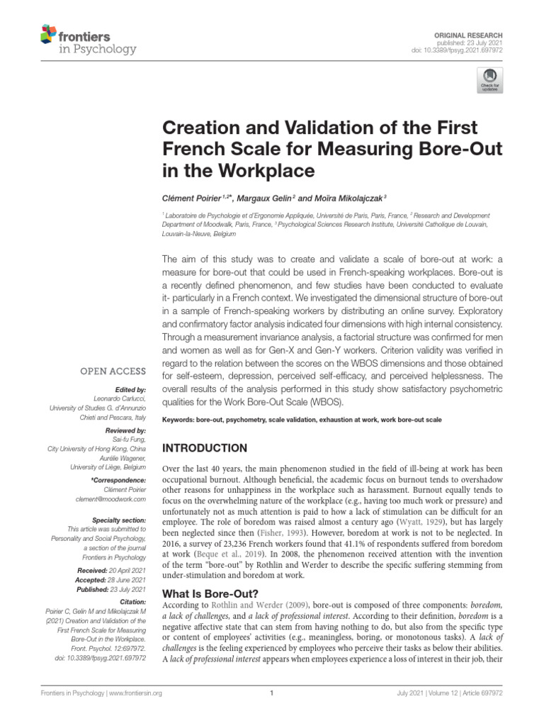 Creation and Validation of The First French Scale | PDF | Factor ...