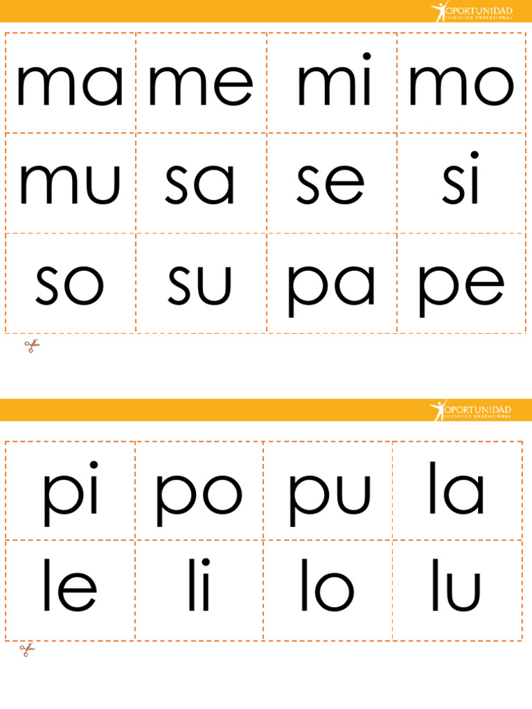 73 Tarjetas de Sílabas 1 | PDF