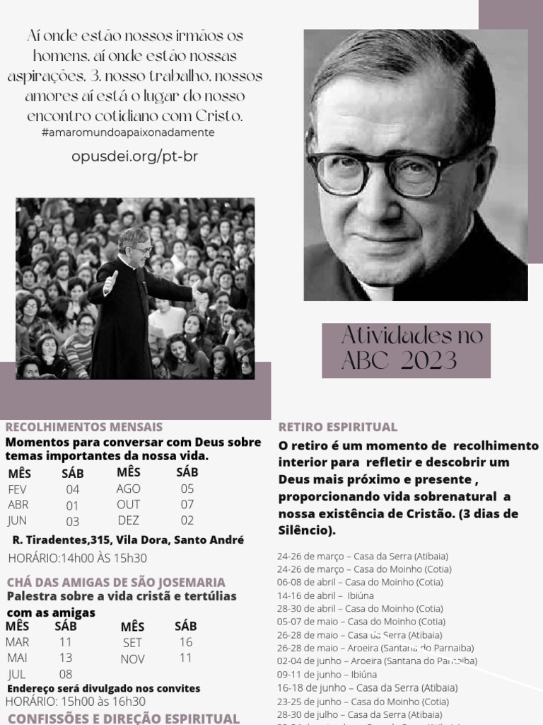 Atividades ABC 2023 Opus Dei | PDF | Ciências Sociais | Religião e Espiritualidade