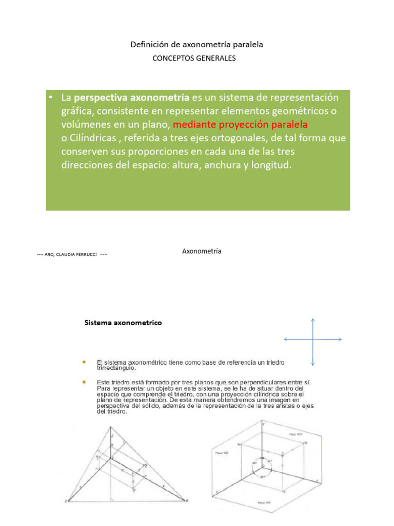 Definición de Axonometría Paralela | PDF | Geometría | Geometria clasica