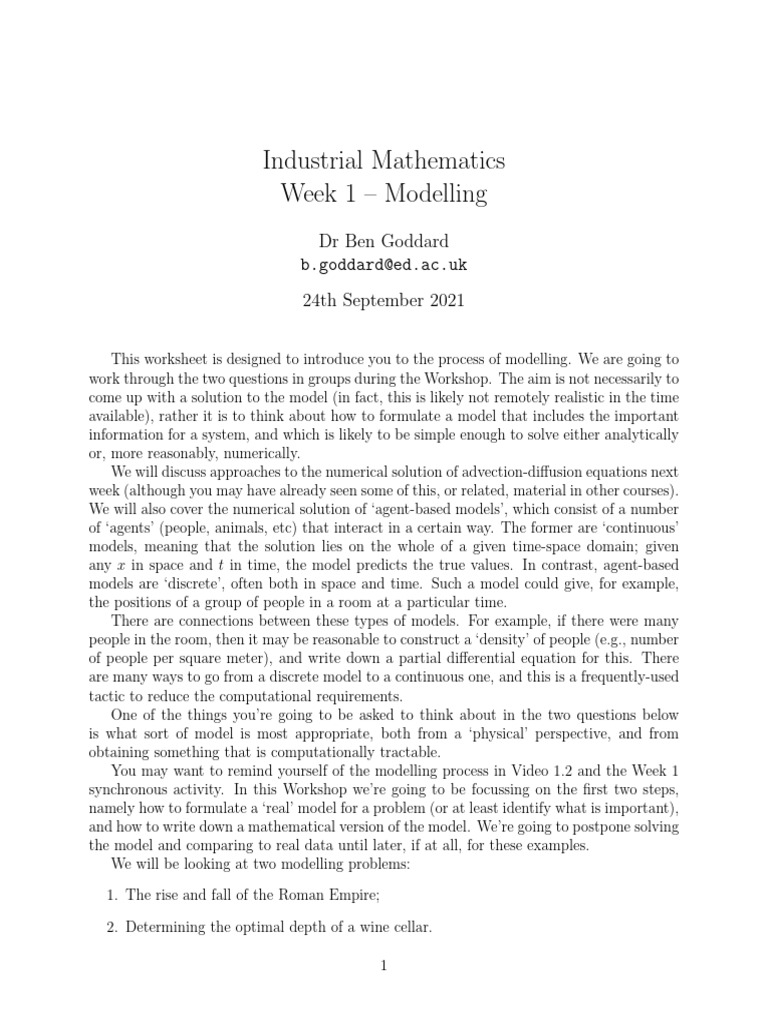 Week1 Modelling | PDF | Mathematical Optimization | Mathematics
