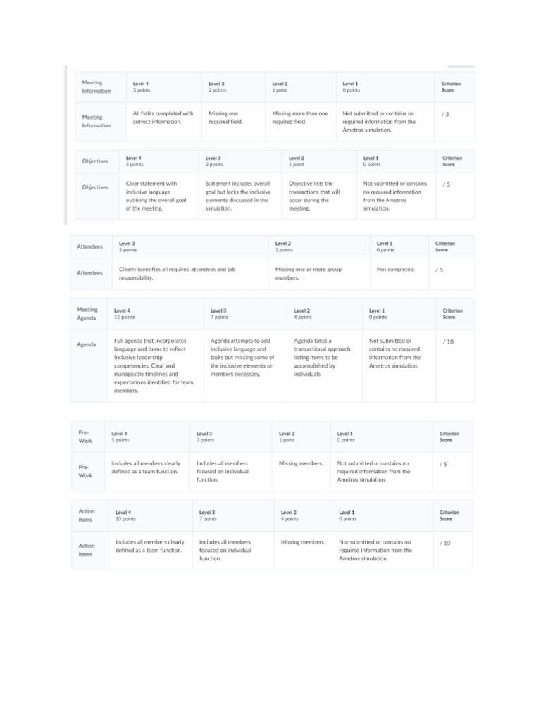 Mgmt8760 Simulation - Rubrics | PDF