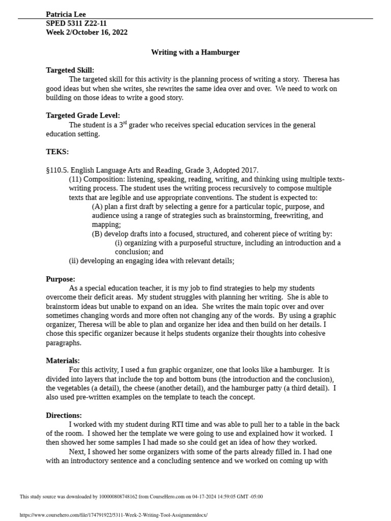 5311 Week 2 Writing Tool Assignment | PDF | Brainstorming | Human Communication