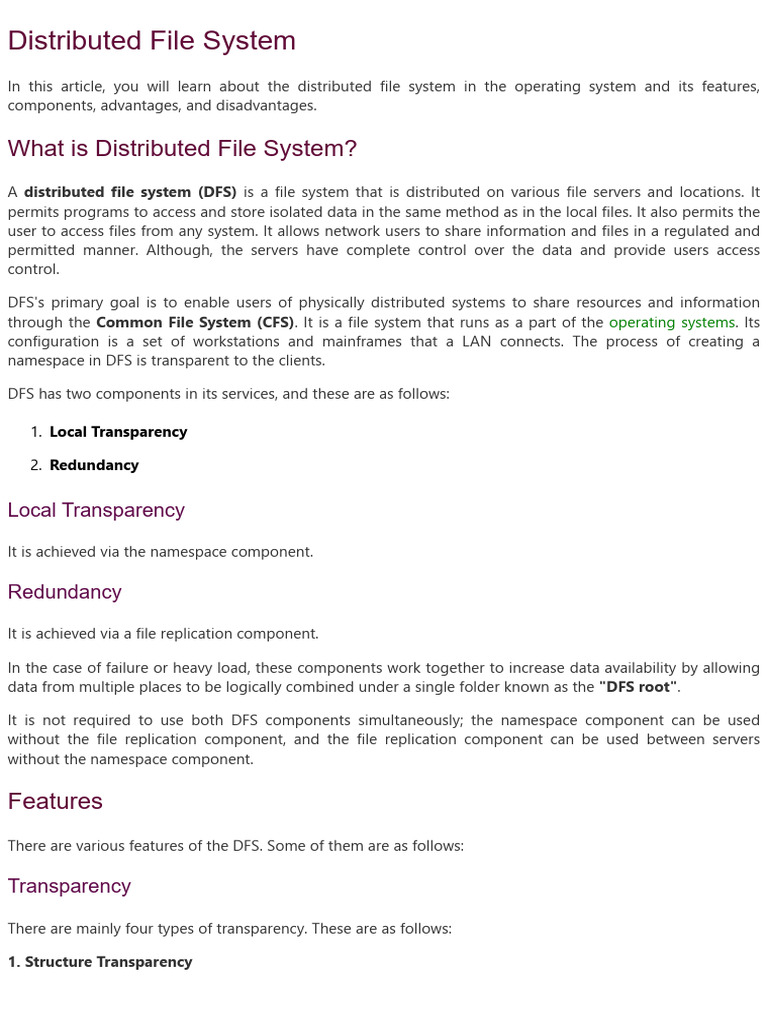 Distributed File System | PDF | Software | Computer Networking Distributed File System | PDF | Software | Computer Networking