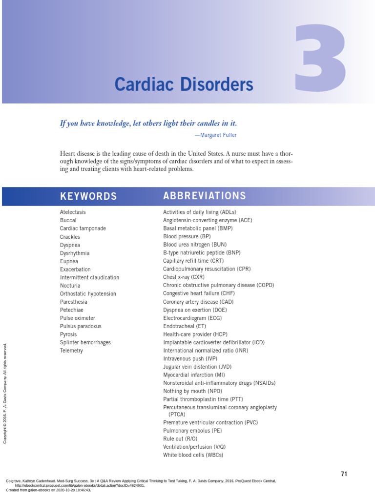 Med Surg Success 3e A Q A Review Applying Critical... Chapter 3 Cardiac ...