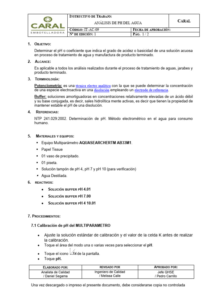Determinación de PH | Descargar gratis PDF | Ph | Solución tampón