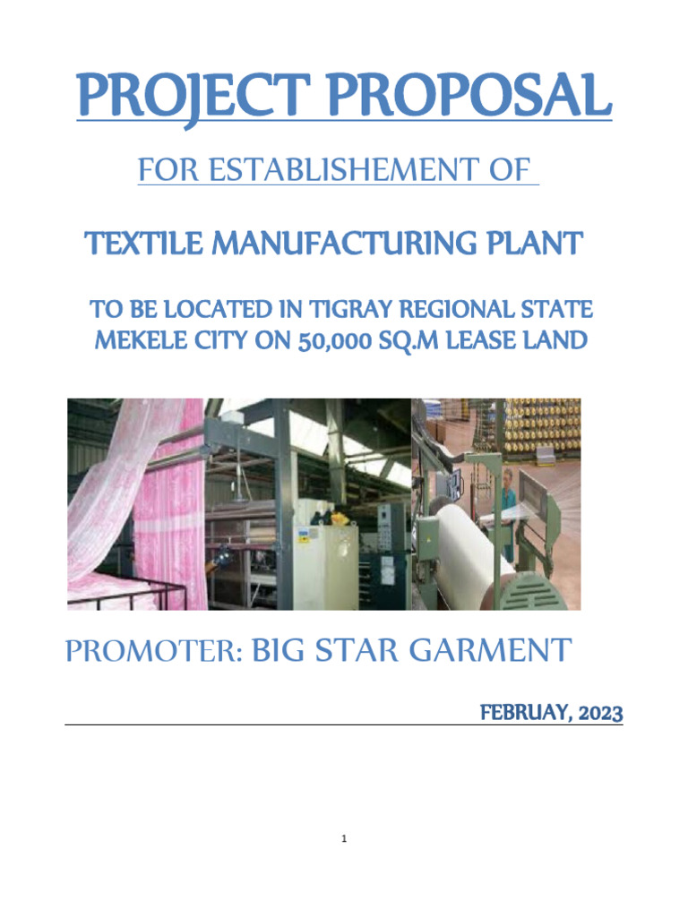 Textile Plant Proposal in Mekele | PDF | Yarn | Textiles