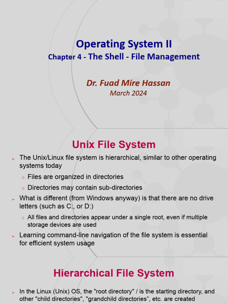 Chap4 - The Shell - File Management | PDF | Computer File | Directory (Computing)