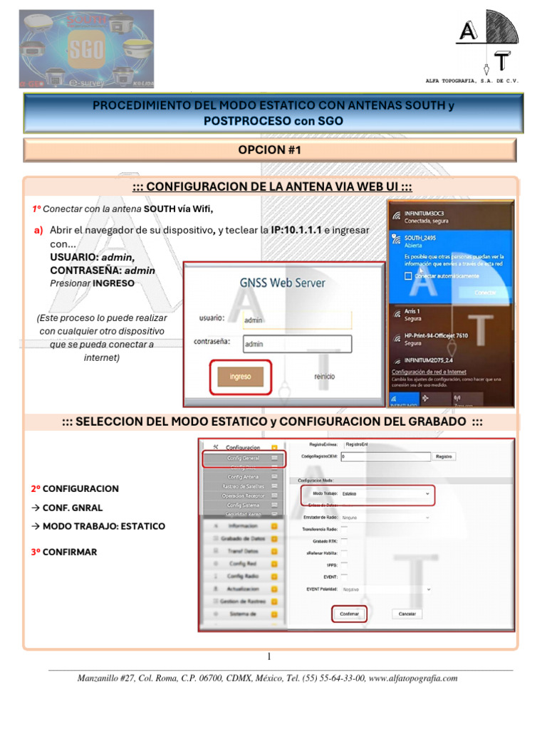 Resumen de Operacion Modo ESTATICO y POST-Proceso con SGO South (1) | PDF | Topografía | Informática