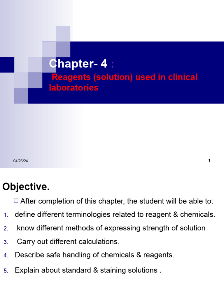 Chapter 4 Reagents | PDF | Solvent | Mass Concentration (Chemistry)