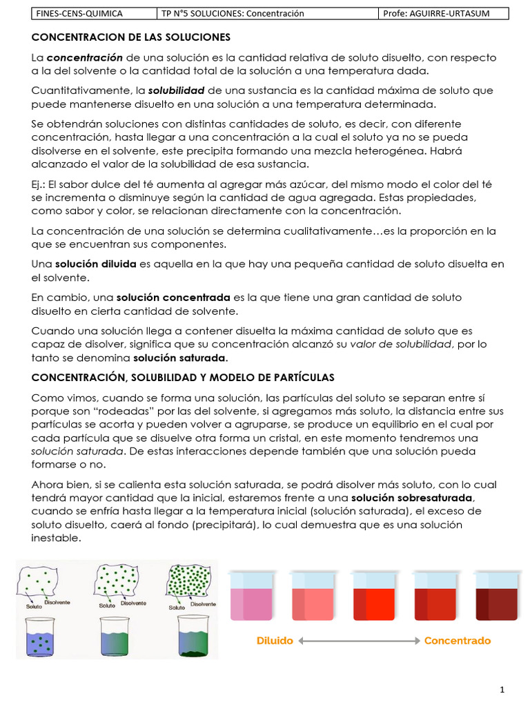Actividad N°5-Soluciones-Concentración-2024 | PDF | Concentración | Solubilidad