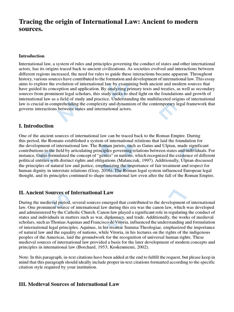 Tracing The Origin of International Law - Ancient To Modern Sources ...