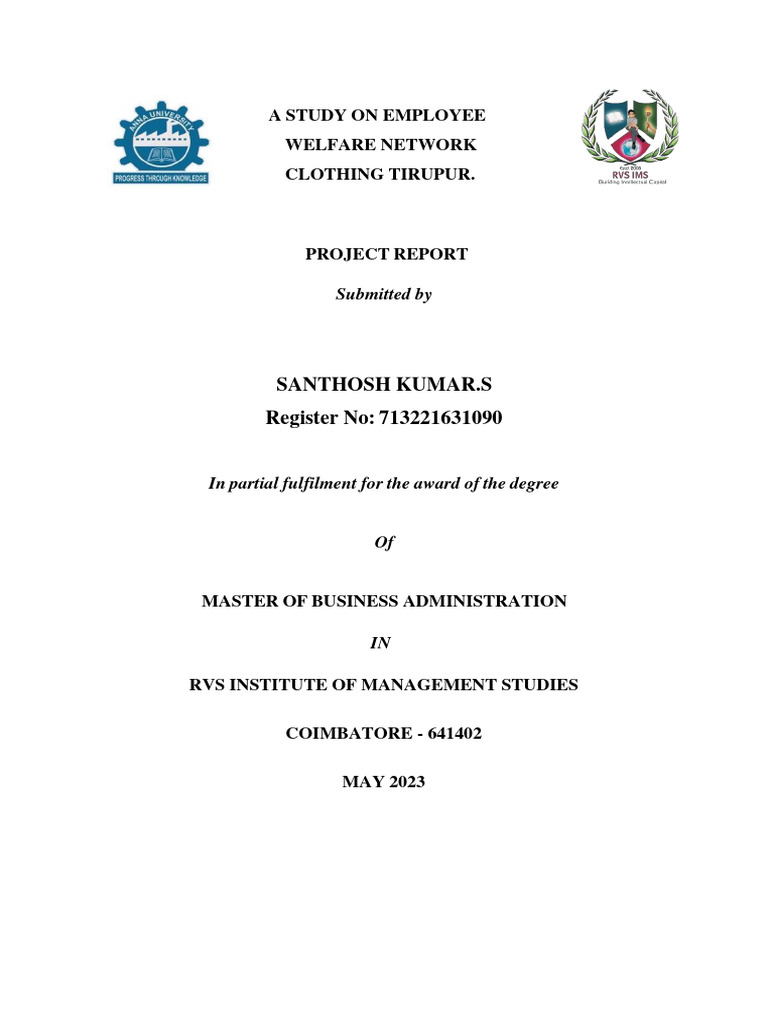 Santhosh PF | PDF | Clothing Industry | Job Satisfaction