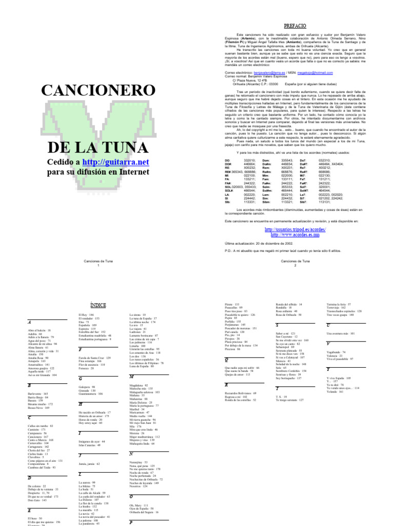 Cancionero de La Tuna - Cancionero-De-la-Tuna | PDF