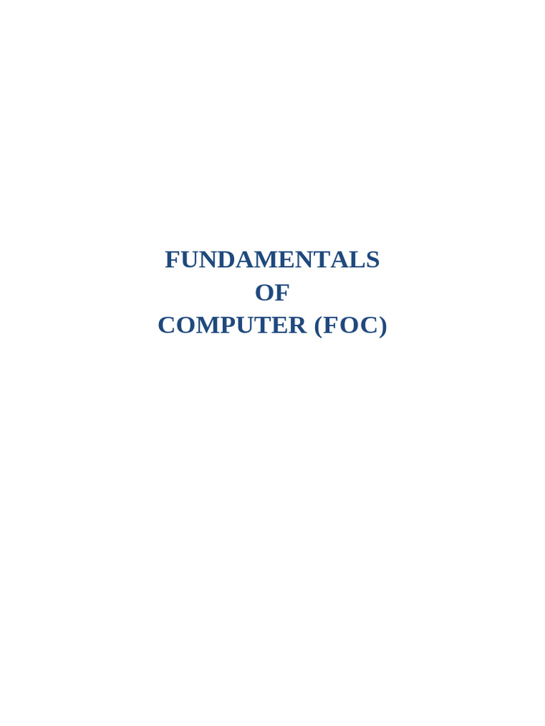 Fundamentals of Computer (FOC) | PDF | Computer Hardware | Computer Monitor