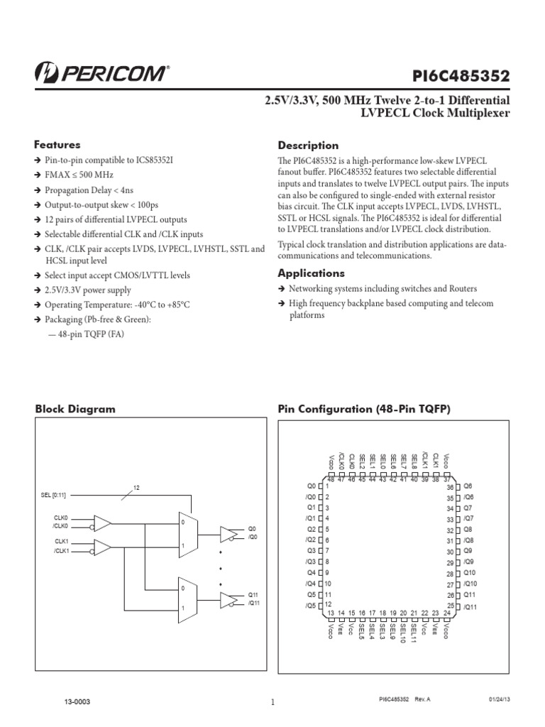 PI6C485352 | Download Free PDF | Computer Engineering | Electronics