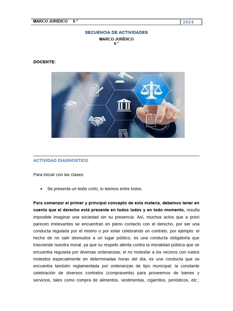 1 - Programa Marco Juridico 6 To | PDF | La Ley natural | Caso de ley