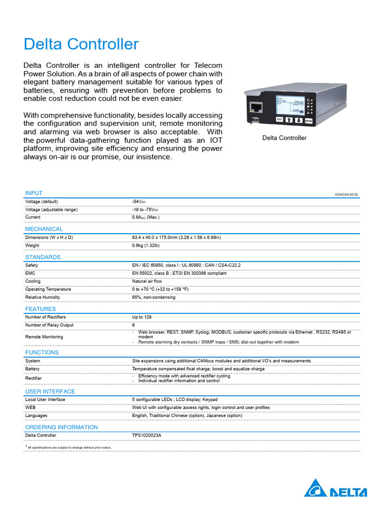 Fact-Sheet TPS-Controller TPS1020023A en Rev03 | PDF | Rectifier ...