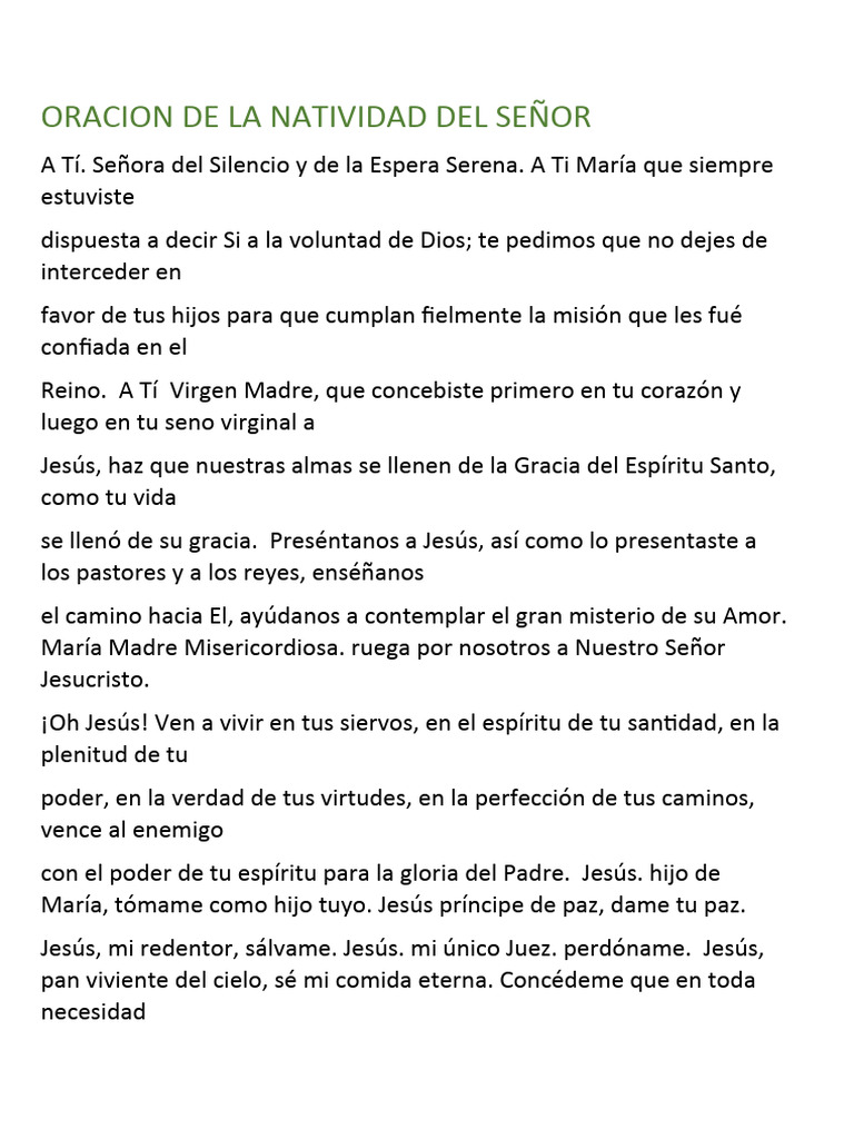 Oración de la Natividad del Señor | PDF | María, madre de Jesús ...