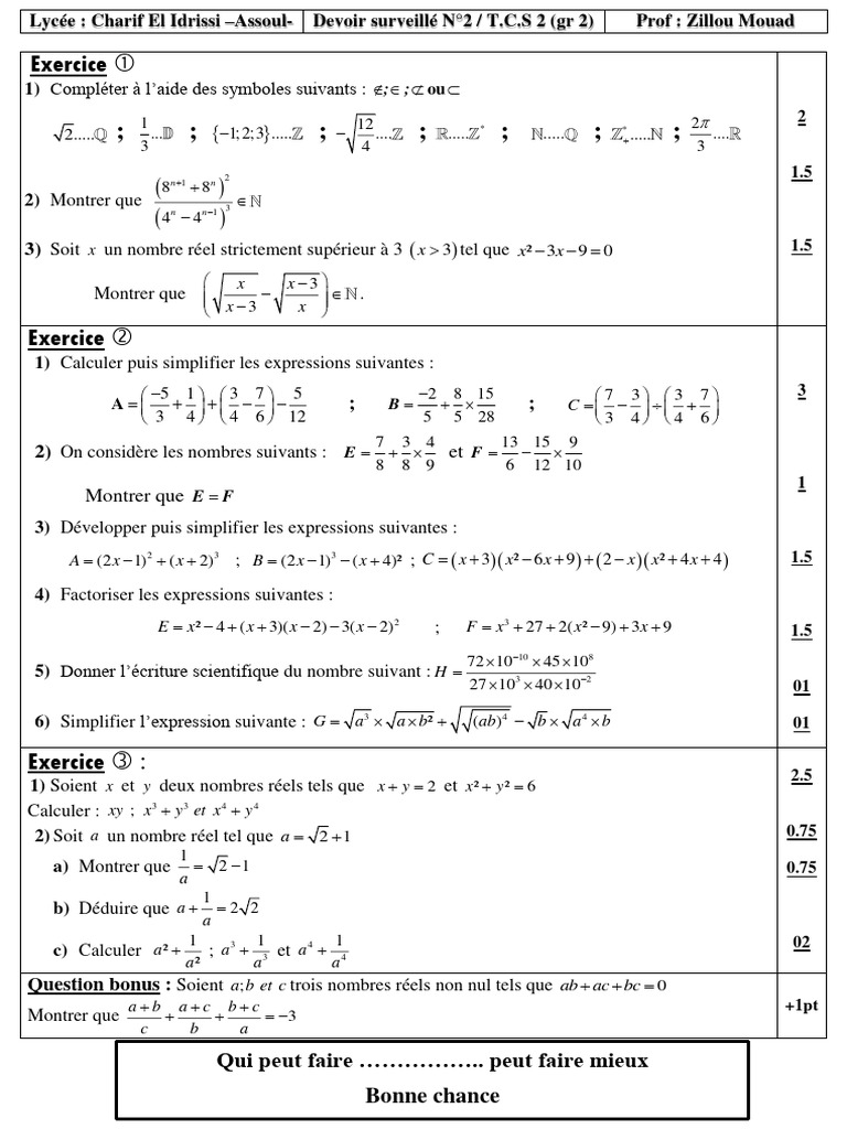 Ds2 TCS2 (gr2) | PDF | Mathématiques | Mathématiques élémentaires