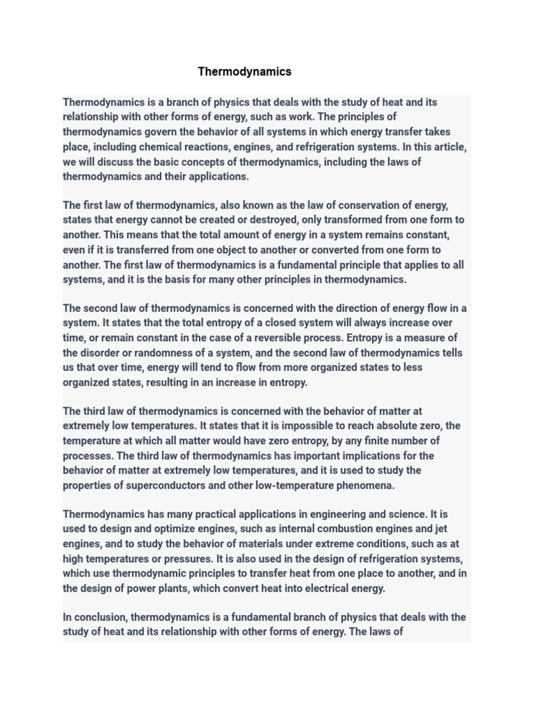 Thermodynamics | PDF | Thermodynamics | Laws Of Thermodynamics