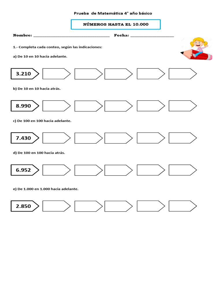 Prueba Matemáticas 4° Básico | PDF | Tecnología