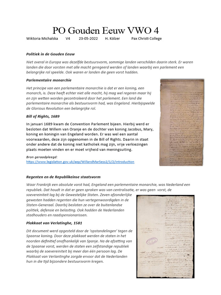 PO Gouden Eeuw VWO4 (Automatisch Hersteld) | PDF