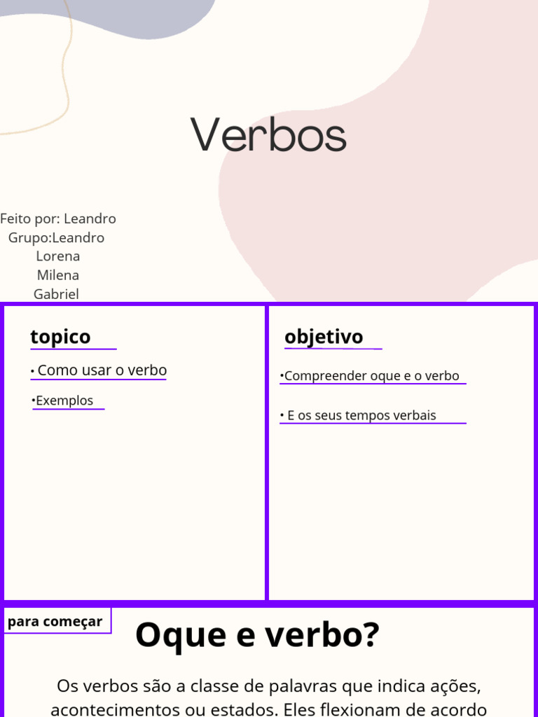 Verbos e Como Usar - 20240318 - 072219 - 0000 | PDF | Gramática | Morfologia linguística