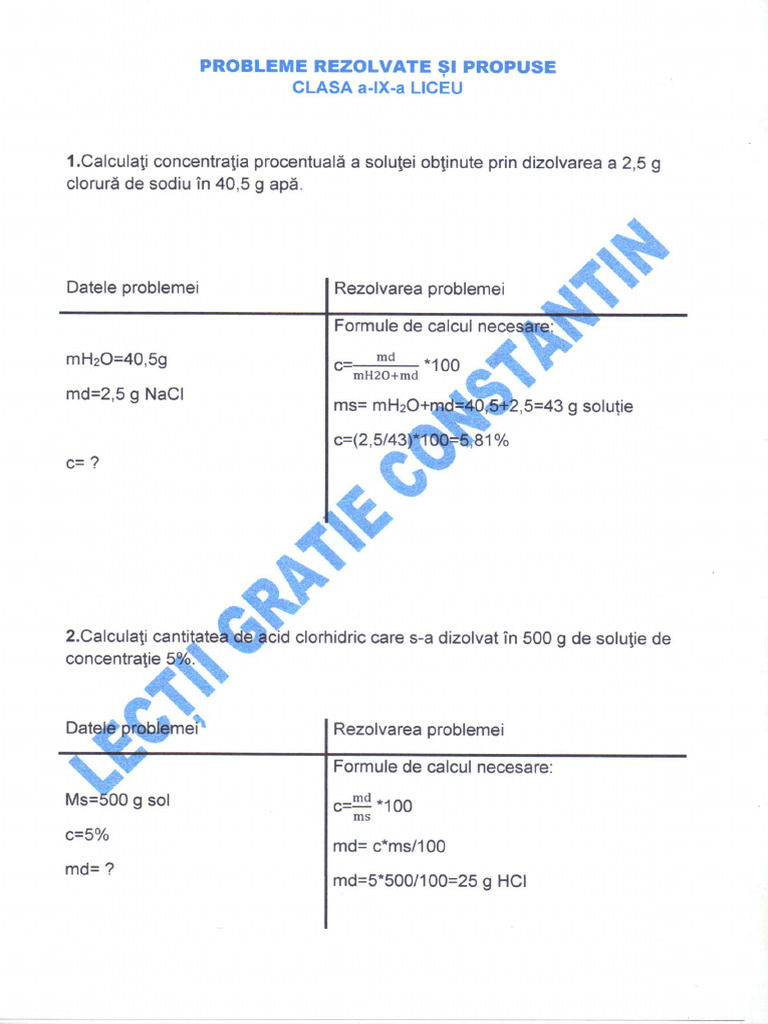 Probleme Rezolvate Si Propuse Ix Liceu | PDF