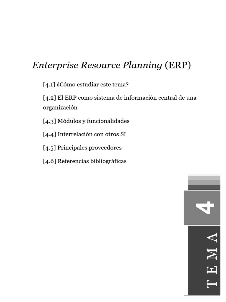 Tema 4. Enterprise Resource Planning (ERP) | PDF | Planificación de recursos empresariales ...
