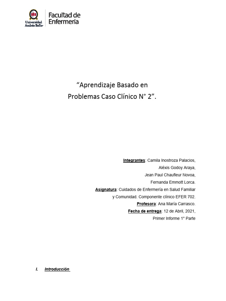 Caso Clínico N°2 ABP Primera Parte | PDF | Carrera | Demencia