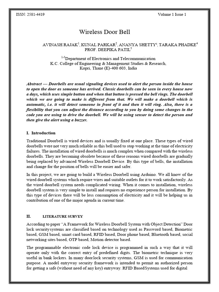 Wireless Door Bell | PDF | Transmitter | Security Alarm