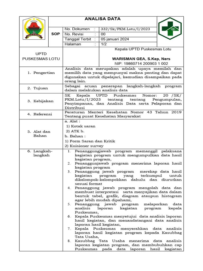 3.sop Analisa Data | PDF