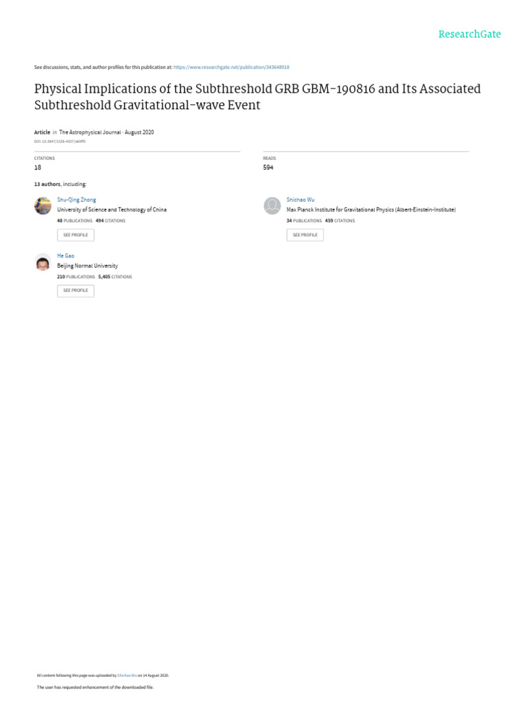 Physical Implications of The Subthreshold GRB GBM-190816 and Its ...