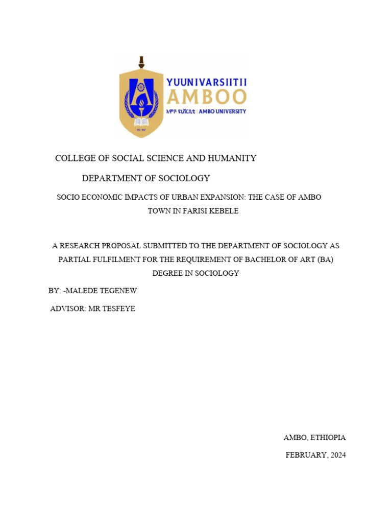 Socioeconomic Impacts of Urban Expansion in Ambo | PDF | Urbanization ...