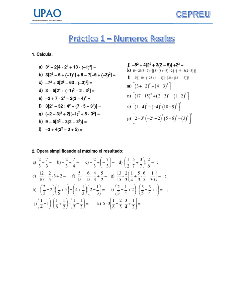 Practica de Nuemros Reales | PDF