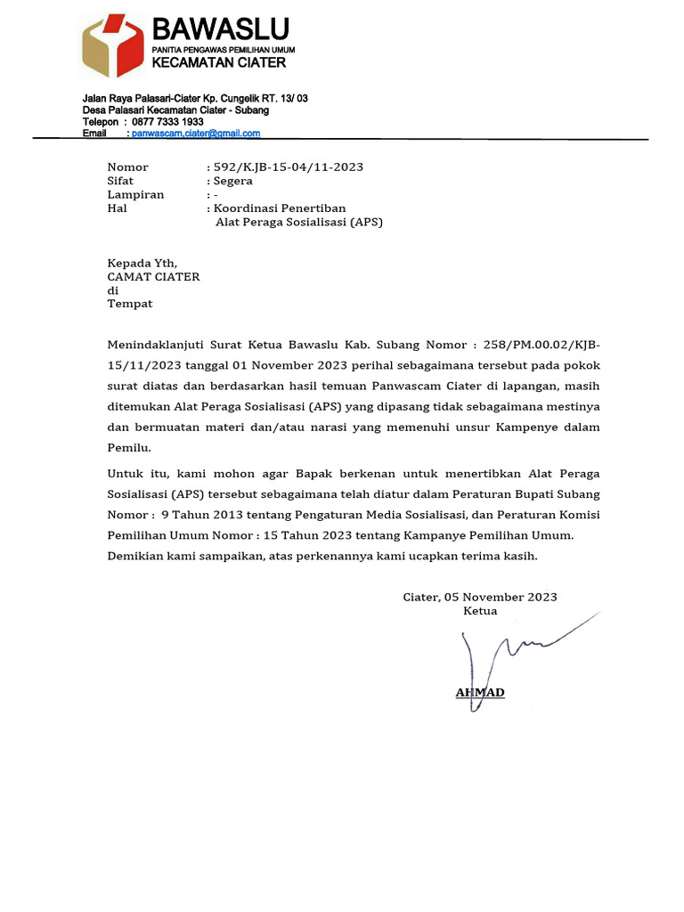 Surat Himbauan Aps | PDF