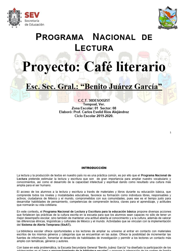 Proyecto Café Literario. | PDF | Educación primaria | Comunicación